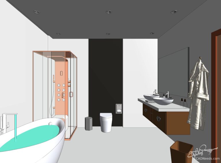 Bathroom Design: Revit+Enscape 2.8 – CAD Needs (Download Free Revit/CAD ...